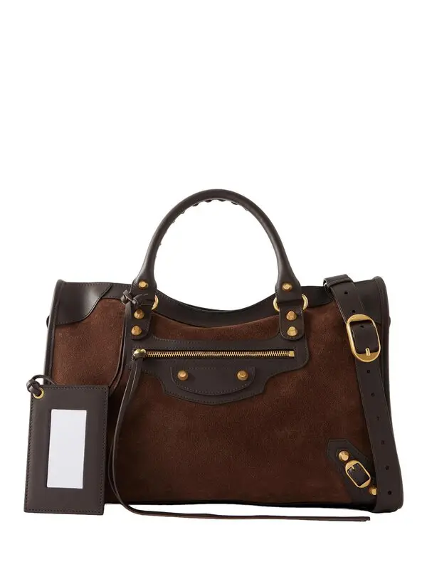 Balenciaga Le City Studded Shoulder Bag - Brown