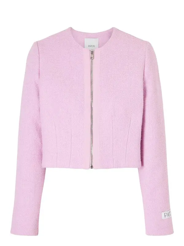 PATOU Cotton-blend Tweed Cropped Jacket - Pink