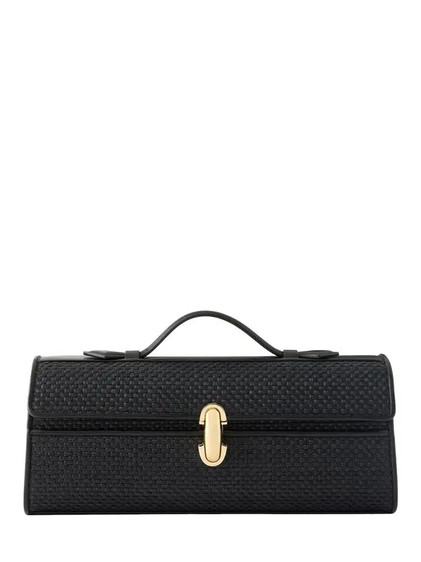 Savette Slim Symmetry Woven Leather Tote - Black