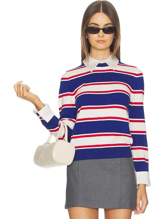 Alice + Olivia Porla Collared Sweater - Americana Stripe