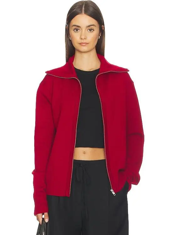 ENTIRE STUDIOS Knit Zip Up Jacket - Cherry