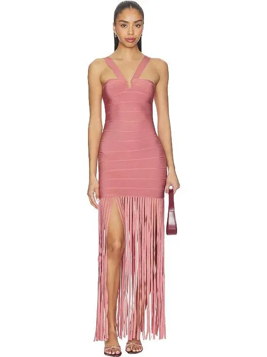 Nbd Jaeke Fringe Maxi Dress - Pink