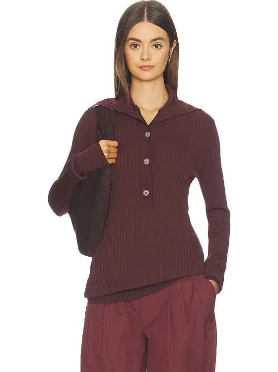 ENTIRE STUDIOS High Neck Henley Top - Umber