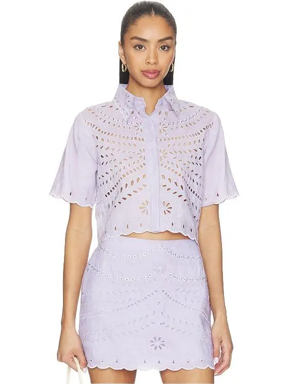 KARINA GRIMALDI Elin Embroidered Top - Lavender