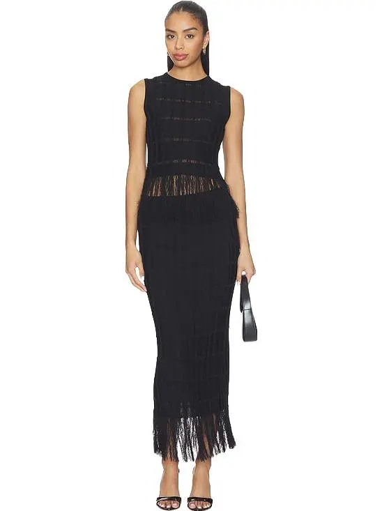 KARINA GRIMALDI Aria Fringe Knit Set - Black
