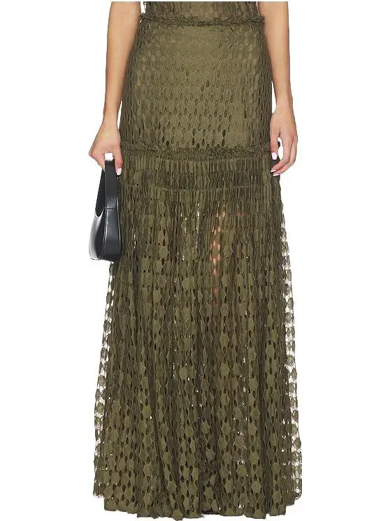Ulla Johnson Aris Lace Maxi Skirt - Pine