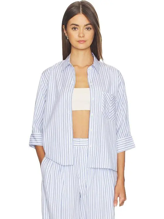 Rag & Bone Lucia Stripe Poplin Shirt - Baby Blue Stripe