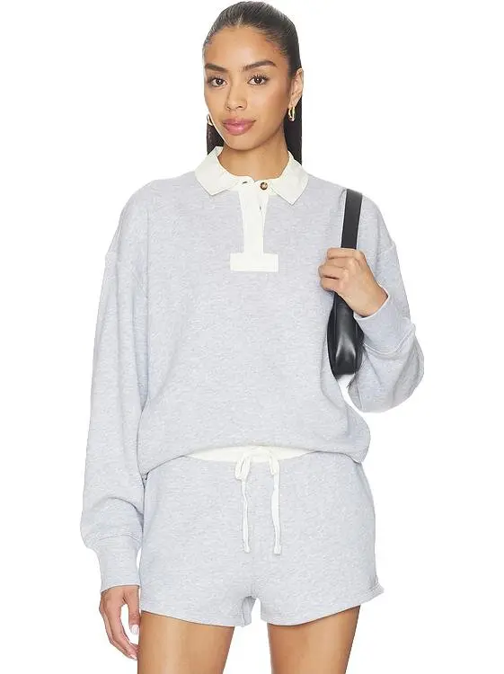 Rag & Bone Vintage Terry Oversized Polo Sweatshirt - Heather Grey