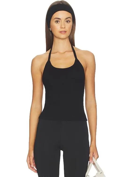 Enza Costa Cotton Rib Halter - Black