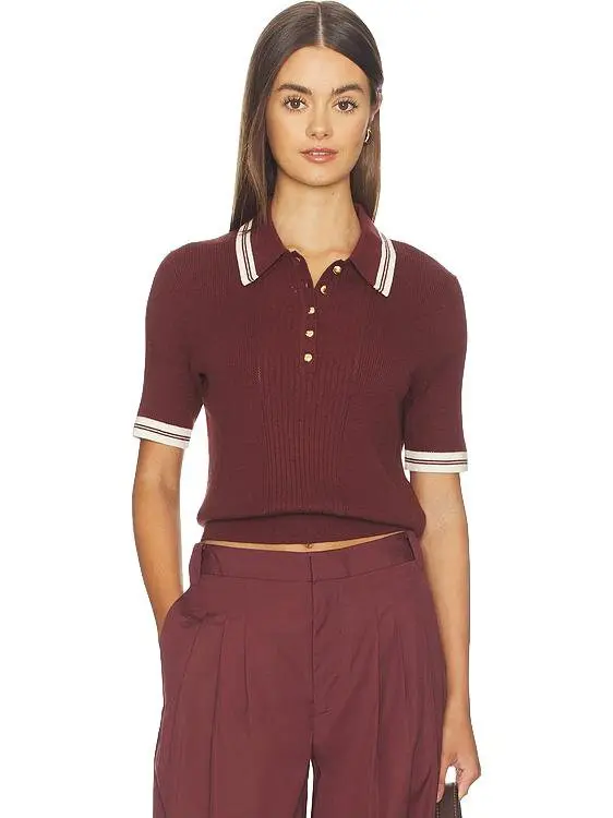 Rag & Bone Laurie Tipped Short Sleeve Polo - Rosewood