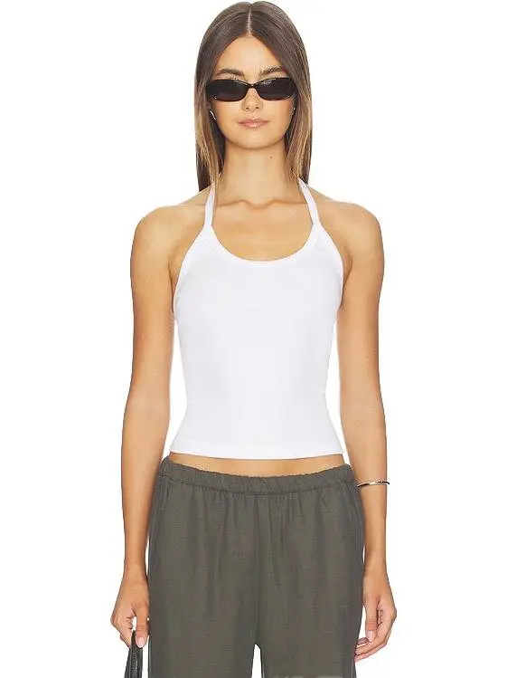 Enza Costa Cotton Rib Halter - White