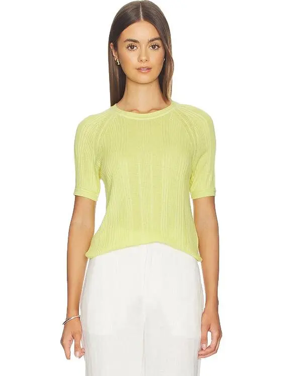 Rag & Bone Teresa Rib Short Sleeve Top - Endive
