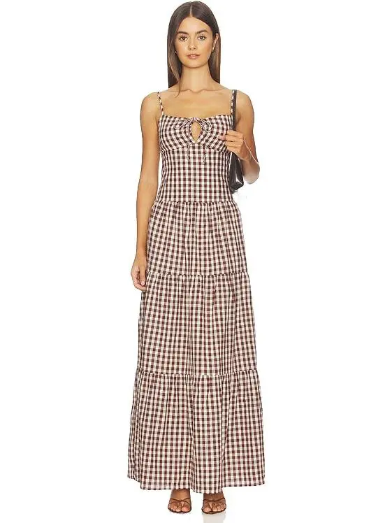 MORE TO COME Lili Maxi Dress - Brown Gingham