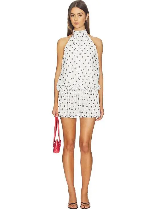 MORE TO COME Kassia Mini Dress - Ivory & Black Dot