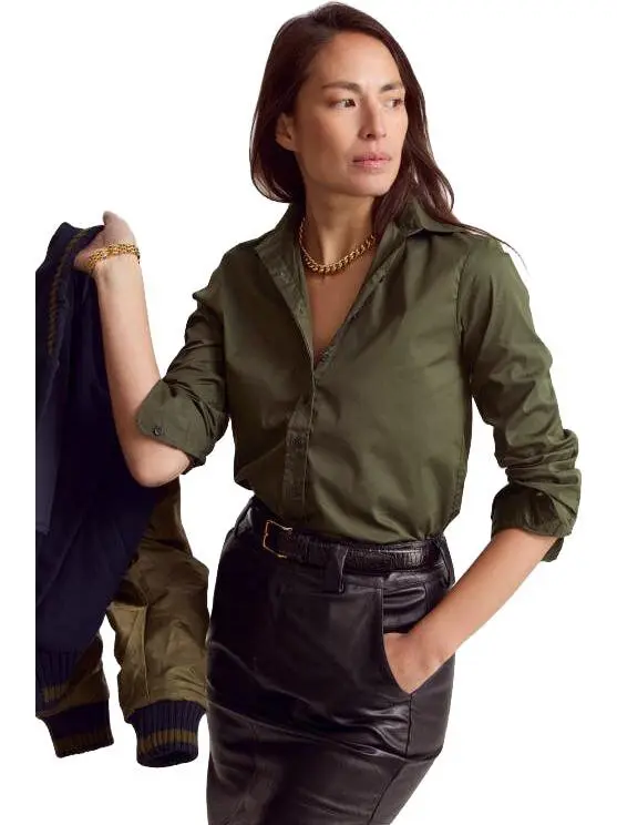 The Shirt By Rochelle Behrens The Icon Fitted Shirt - Camo Green