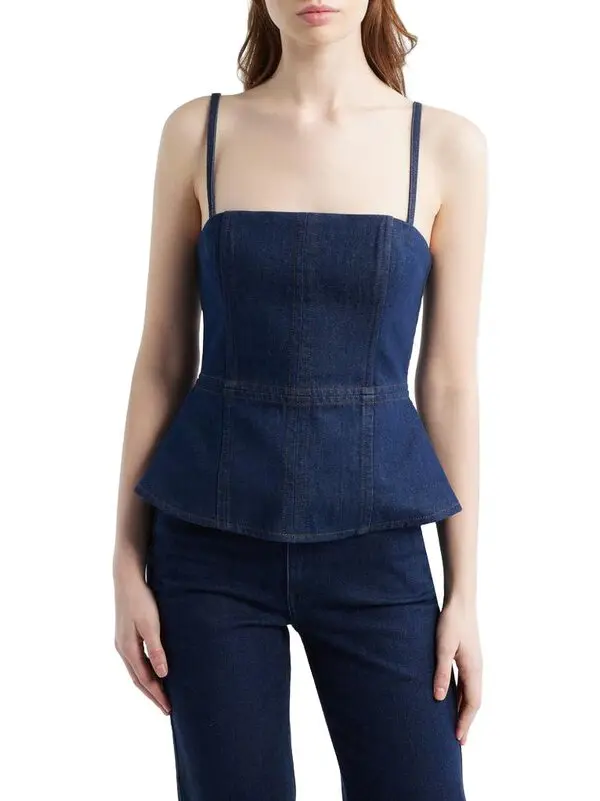 Rag & Bone Isabella Denim Peplum Top - Midnight Rinse
