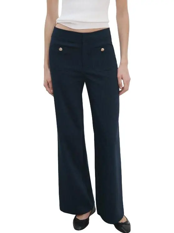 Mango Flare Leg Pants - Navy