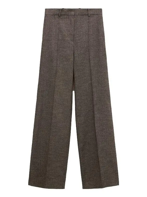Mango Flecked Straight Leg Suit Pants - Chocolate