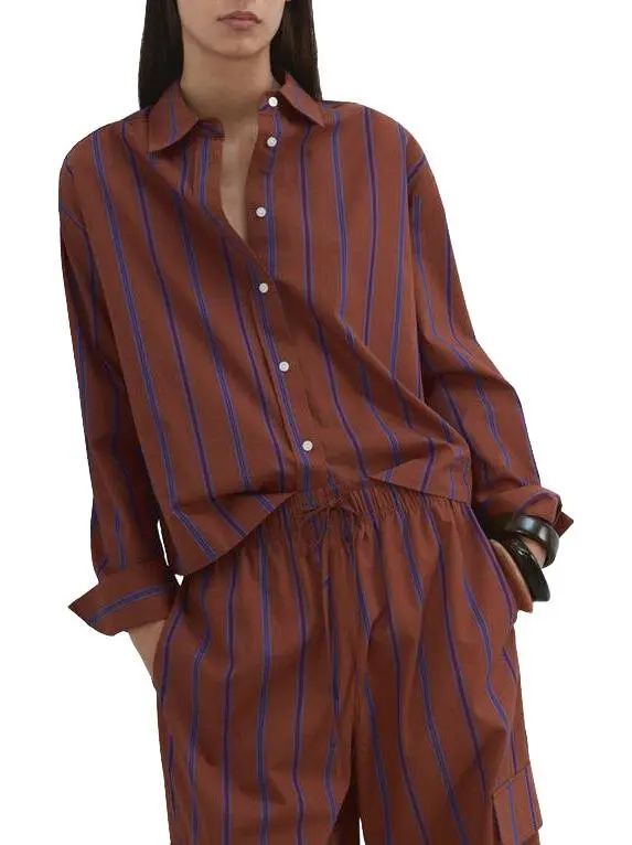 Mango Stripe Cotton Shirt - Russet