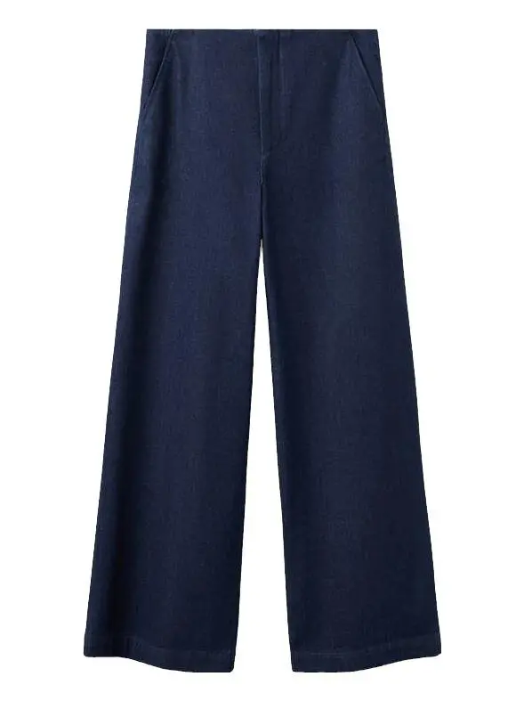 Mango Flat-front Wide-leg Jeans - Open Blue