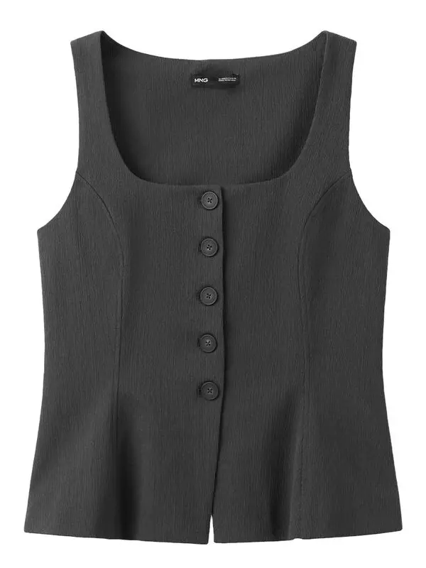 Mango Peplum Button Vest - Grey