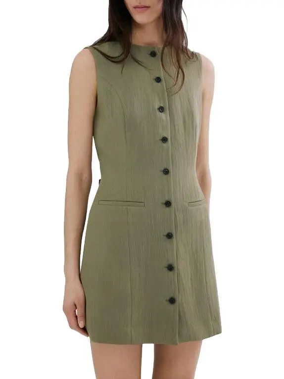 Mango Textured Sleeveless Mini Dress - Green