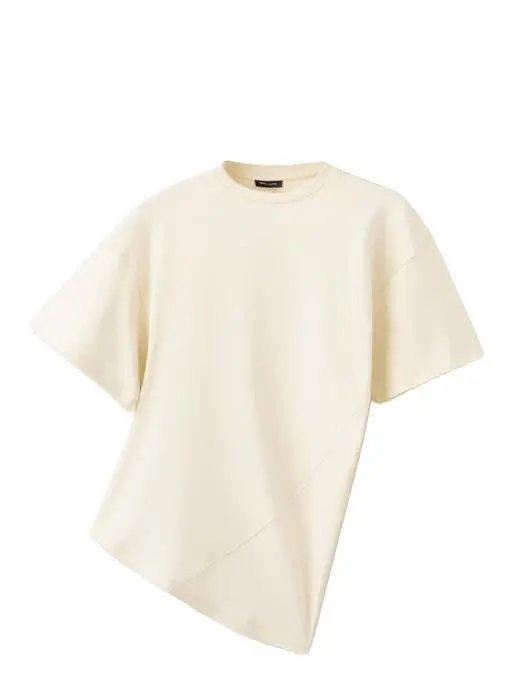 Mango Asymmetric Fitted Cotton T-shirt - Vanilla