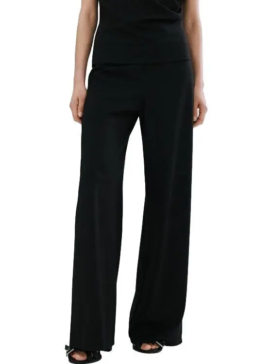 Mango Pull-on Straight-leg Pants - Black