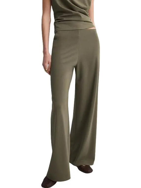 Mango Pull-on Straight-leg Pants - Khaki Green