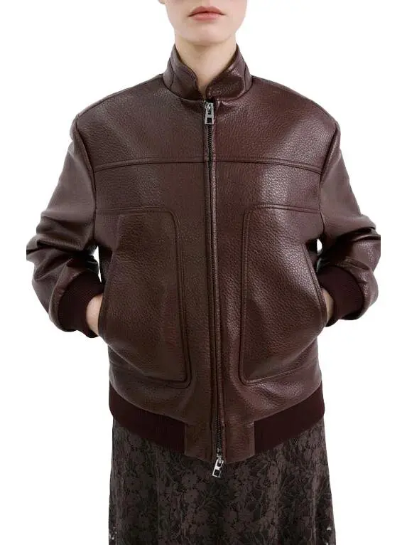 Mango Faux Leather Jacket - Maroon