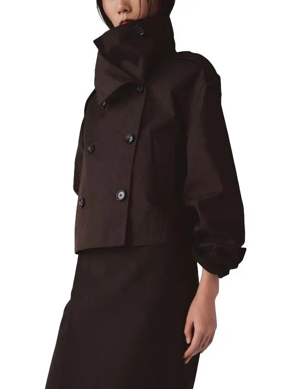 Mango Cropped Trench Jacket - Chocolate