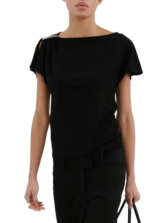Mango Metal Detail T-shirt - Black