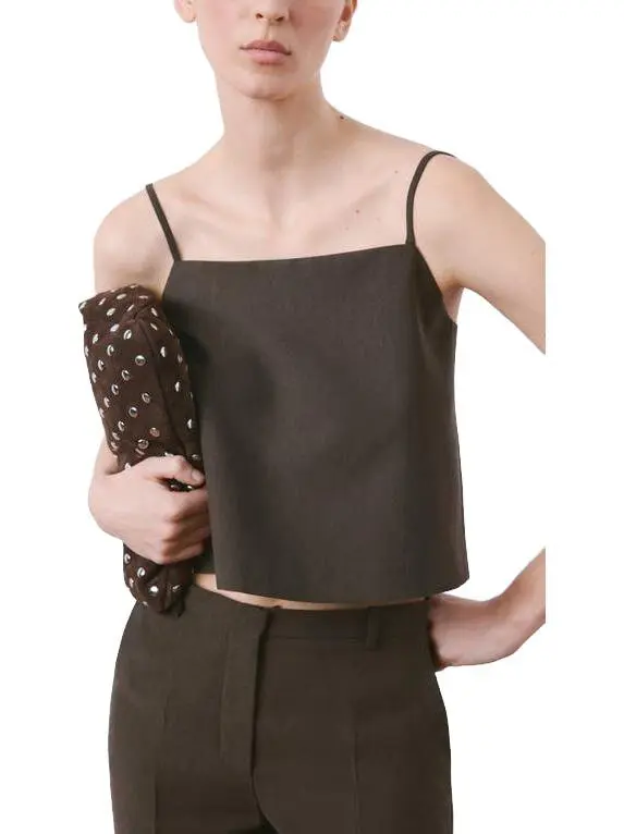 Mango Sleeveless Crop Top - Chocolate