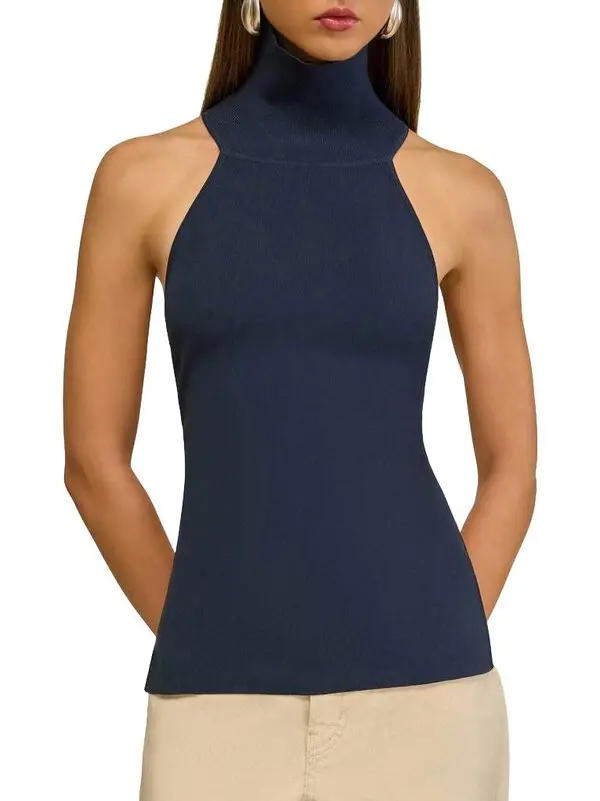 Cult Gaia Sleeveless Ribbed Turtleneck Sweater - Deep Lake