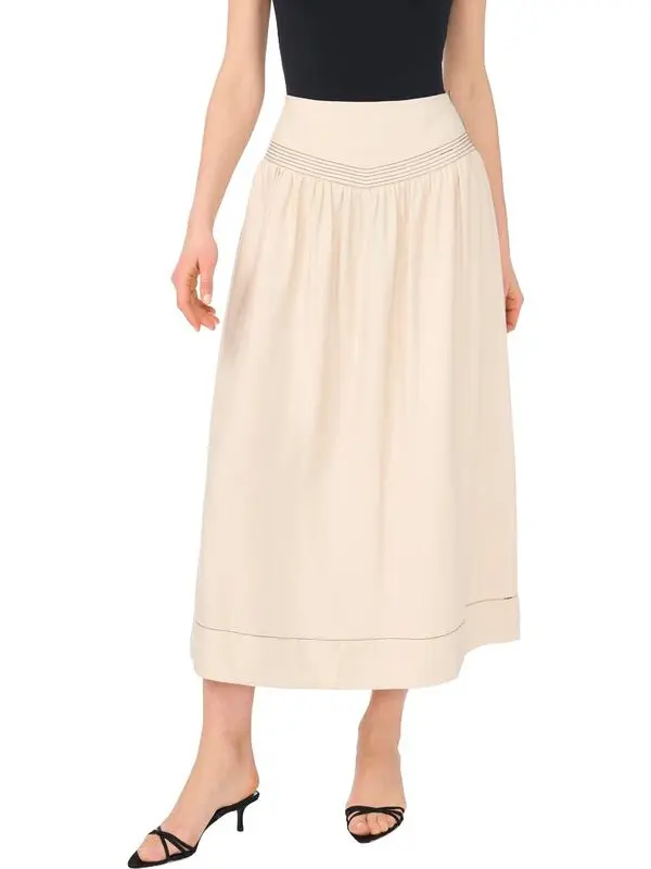 Vince Camuto Trappunto Toke Midi Skirt - Soft Cream