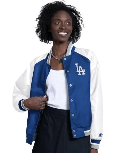 STARTER Los Angeles Dodgers Royal Blitz Varsity Raglan Full-snap Satin Jacket - White