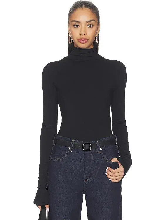 Eterne Fitted Turtleneck Top - Black