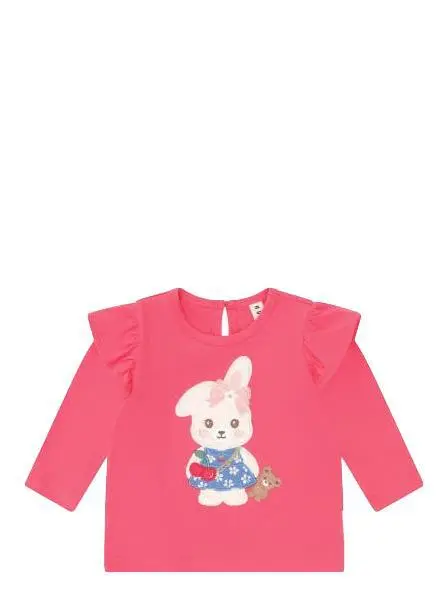 HUXBABY Flower Field Bunny Frill Top - Geranium