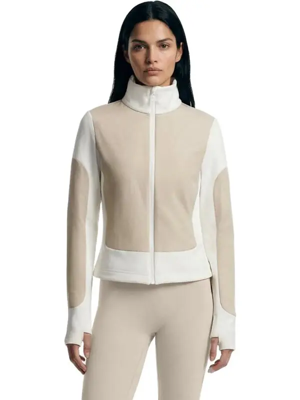 Rudsak Zip-up Mixed Media Sweater Jacket - Vanilla