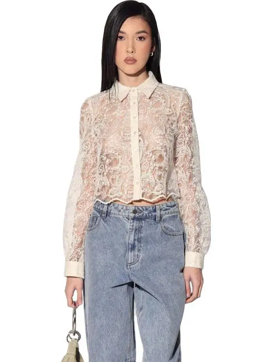 Walter Baker Nicolette Embroidered Top - Vanilla