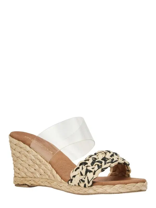 Andre Assous Anfisa Wedge Sandal - Clear/black/natural
