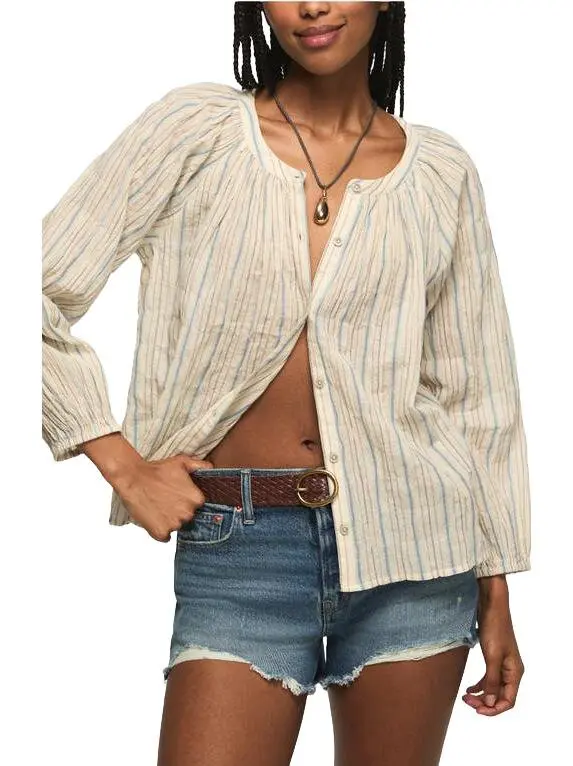 Lucky Brand Floral Button-up Top - Light Seashell