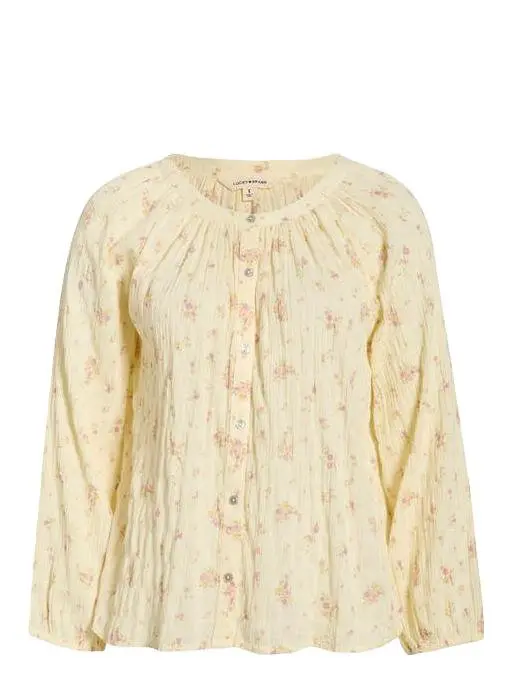 Lucky Brand Floral Button-up Top - Yellow Floral