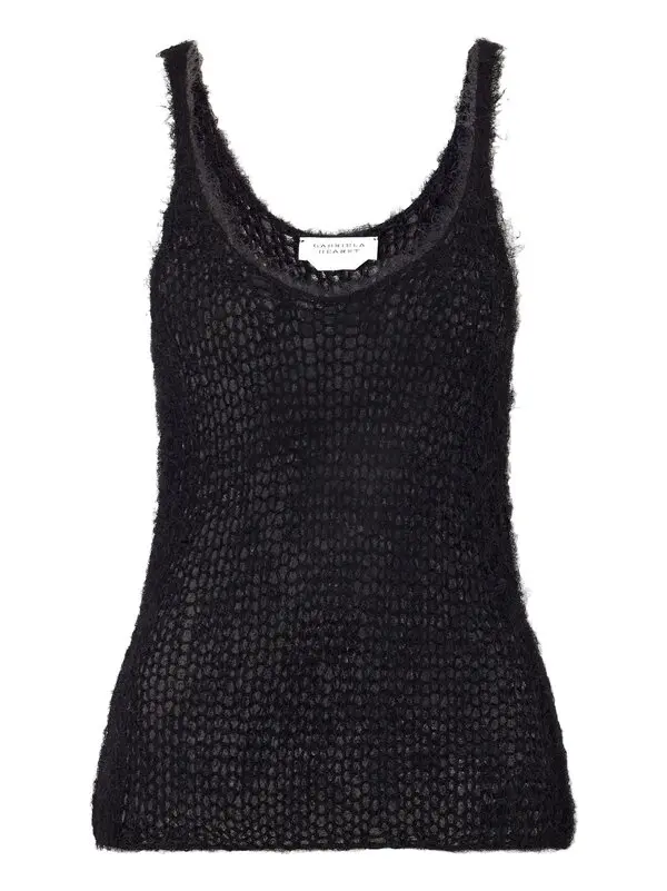 Gabriela Hearst Nur Open-knit Silk And Cashmere-blend Top - Black