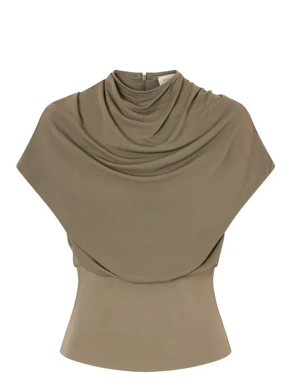 KALLMEYER Jocelyn Gathered Draped Jersey Top - Green
