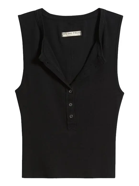 Free People Jamie Rib Tank - Pitch Black