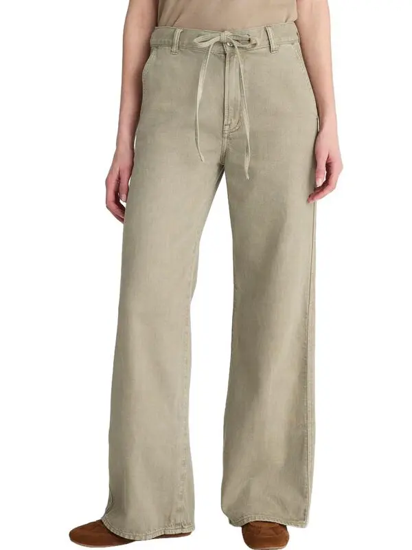 Madewell Wide Leg Drawstring Airy Denim Pants - Sagebrush