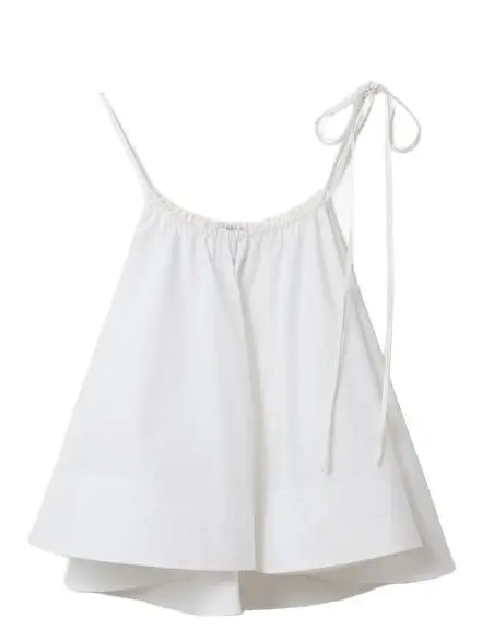 Stella McCartney Poplin Sleeveless Frill Top - White