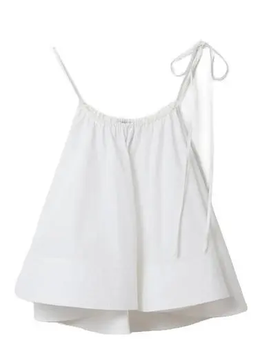 Stella McCartney Poplin Sleeveless Frill Top - White