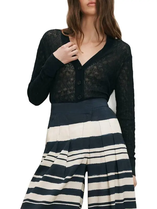 Veronica Beard Ingraham Semi Sheer Cardigan - Navy
